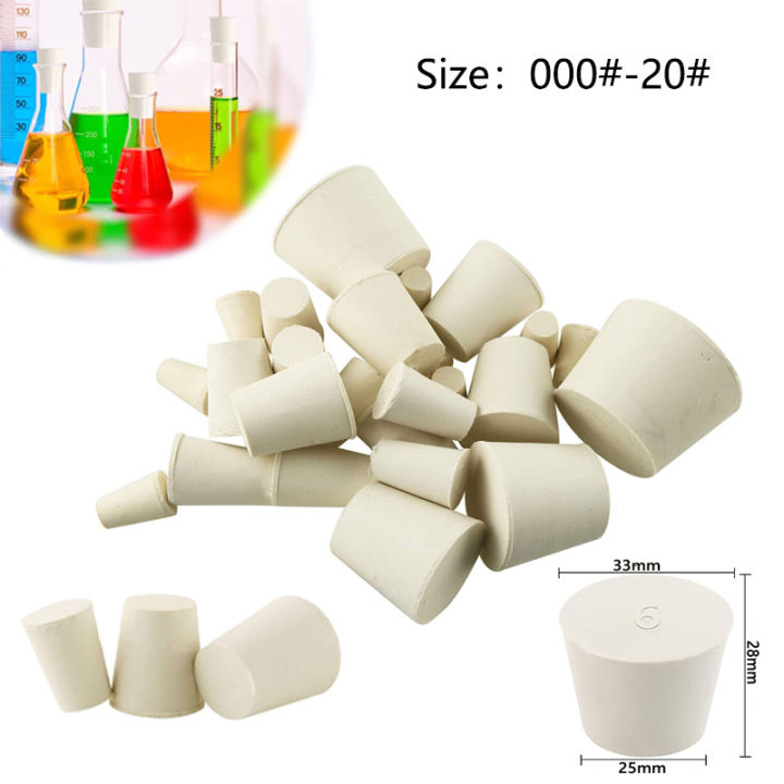 1/26pcs Laboratory Rubber Plug Bungs Flask Tapered Tube Solid White ...