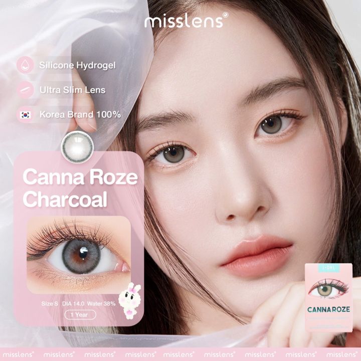 Misslens/IDOLLENS IDOLLENS รุ่น Canna Roze charcoal (รายปี) ค่าสายตา 0.00 ถึง -10.00 | Lazada.co.th