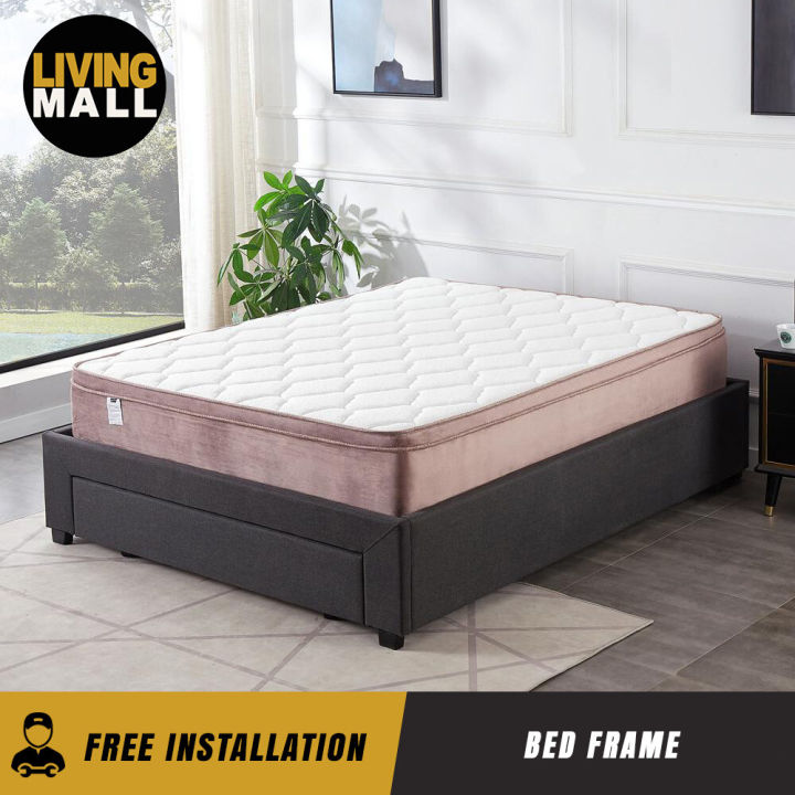 Living Mall Salem Bed Frame with Drawer Queen/King Size with Diomire ...