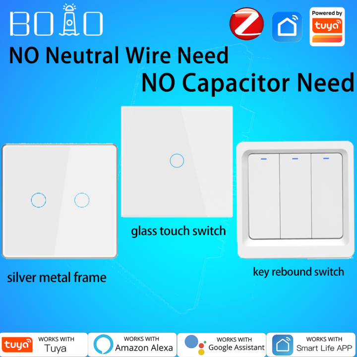 BOIO ZigBee Wall Touch Smart Light Switch With Neutral/No Neutral ,No ...