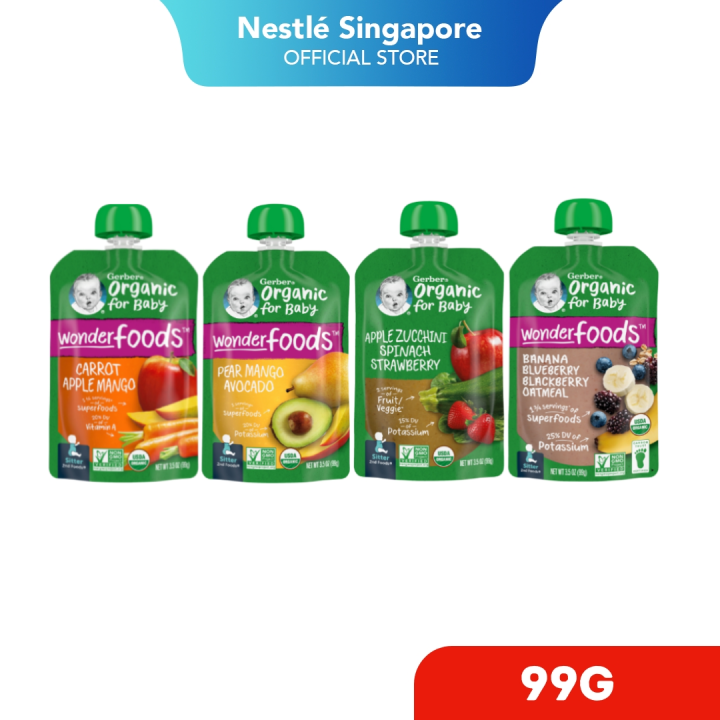 Gerber Foods Organic Pouch Purees 99g - From 12 Months | Lazada Singapore