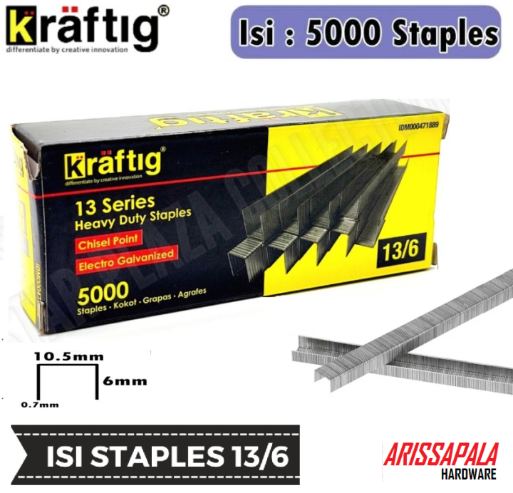 Isi Staples gun 13 6 - Steples Stapler Tembak Gun Tacker Steples Jok ...