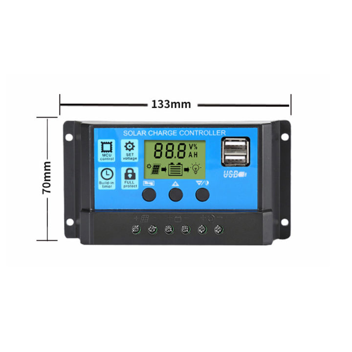 【New arrival】 Pwm Solar Controller 12v 24v 30a 20a 10a Charger Lcd Dual Usb 5v Output Maximum ...