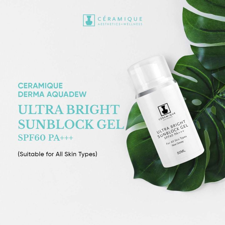 Ceramique Derma Aquadew Ultra Bright Sun Block Gel (SPF 60+++) 100ml ...