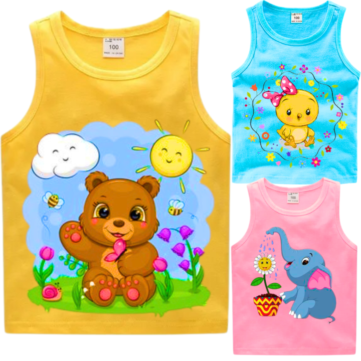 1PC Colored Sando Shirt Tops Pambahay Summer Cute Animal ZOO Character ...