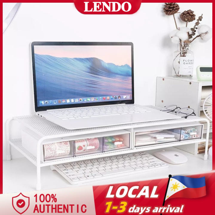 LENDO Monitor Stand with Airflow Vents,Wrought Iron Desktop Rack Free ...