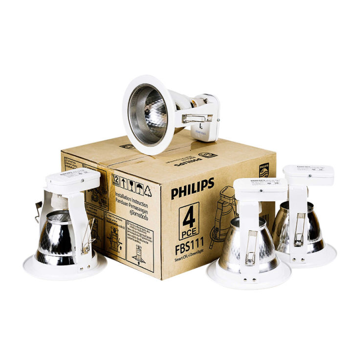 (แพ็ค4ตัว) Philips โคมไฟดาวน์ไลท์ 4 นิ้ว 5 นิ้ว รุ่น FBS111 FBS115 สี ...