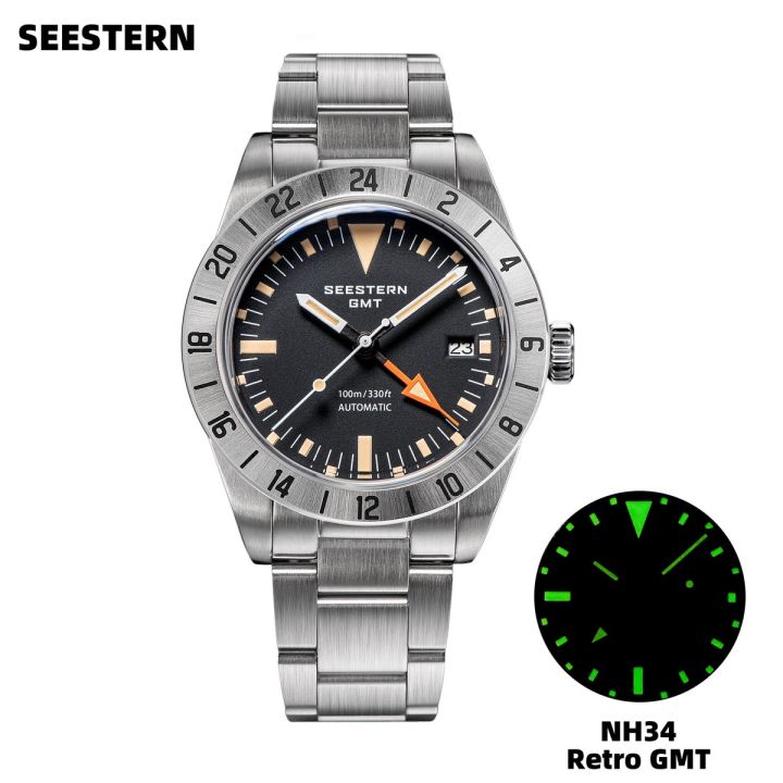 SEESTERN S436 GMT Watch of Men Retro NH34 Automatic Movement Mechanical ...