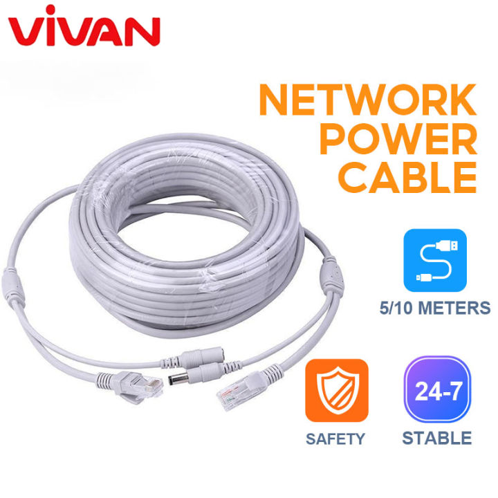 Vivan Rj45 Dc Power Extension Ethernet Cable Lan For Poe network CCTV ...