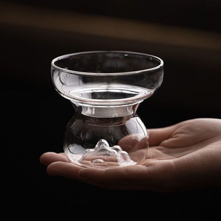 JIAOD Japanese Style Glass Tea Filter Clear Glass Mountain Shape Kung ...