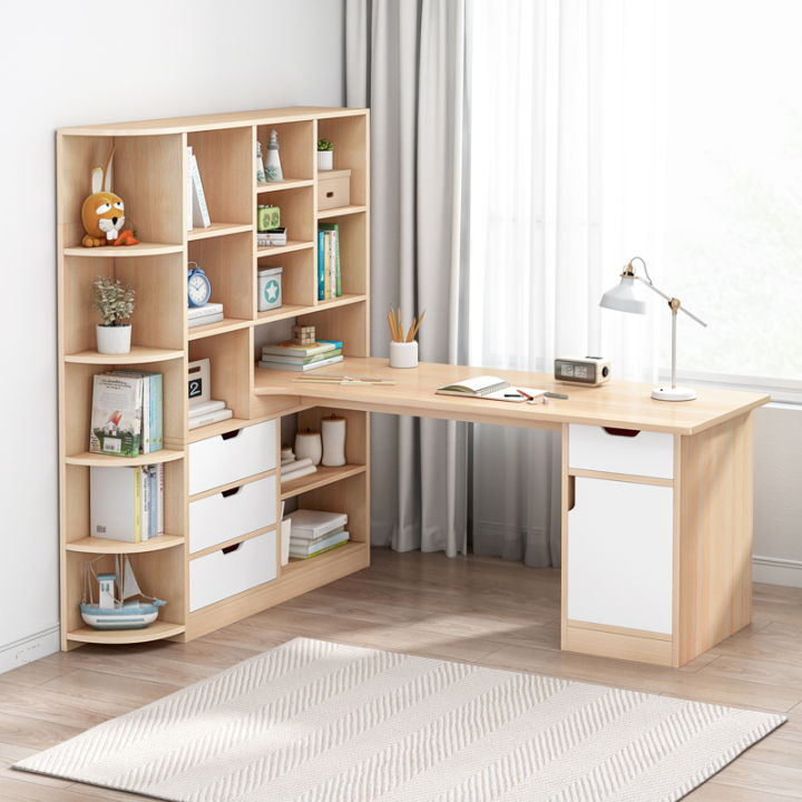 Corner desk bookcase integrated bookcase study home student study desk ...