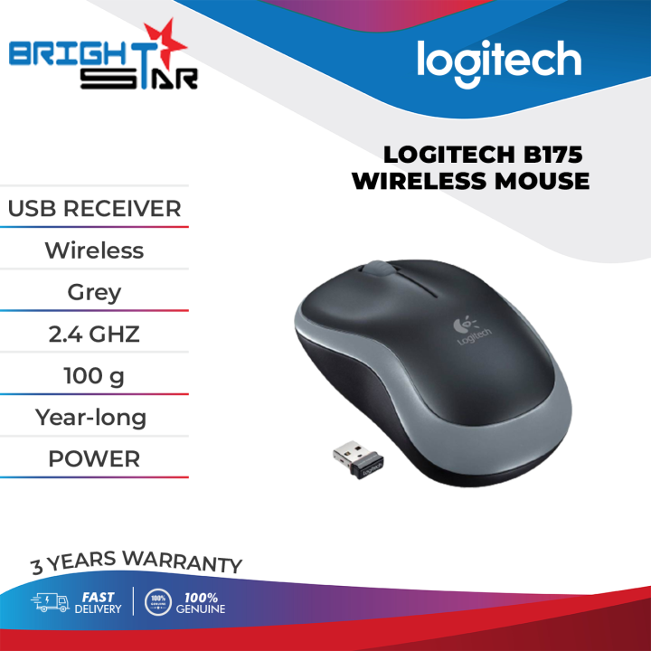 Logitech B175 Black Wireless USB Optical Mouse (910-002635) | Lazada