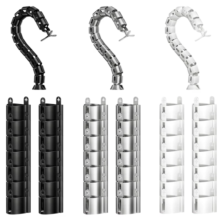 Cable Spine Under Desk Cable Tray Plastic Cord Organizer Flexible Snake ...