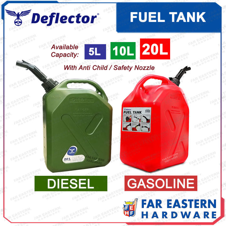 DEFLECTOR Fuel Tank Gas Can Diesel | Gasoline HDPE w/ Anti-child/Safety ...