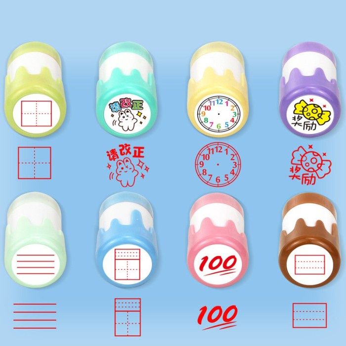 [LOGU] Stempel kotak pinyin bishun jam, Stamp template belajar waktu ...