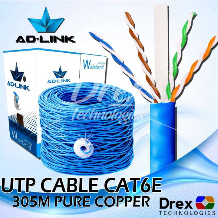 305M Ad-Link UTP Ethernet Cable Cat6E Pure Copper 1000FT Blue UTP Lan ...