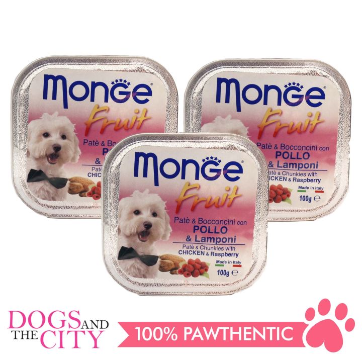 Monge Fruit Paté & Chunkies with Chicken & Raspberry (3 cans) | Lazada PH