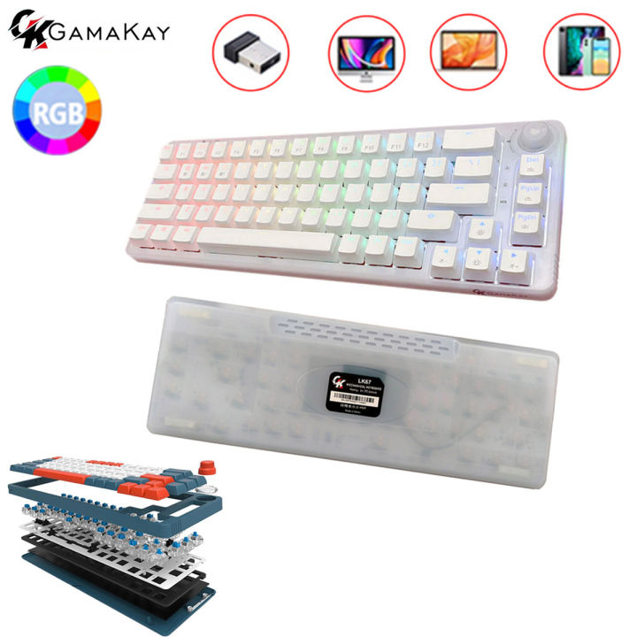GamaKay LK67 Triple Mode Wired/wireless Hotswapable Keyboard Customized ...