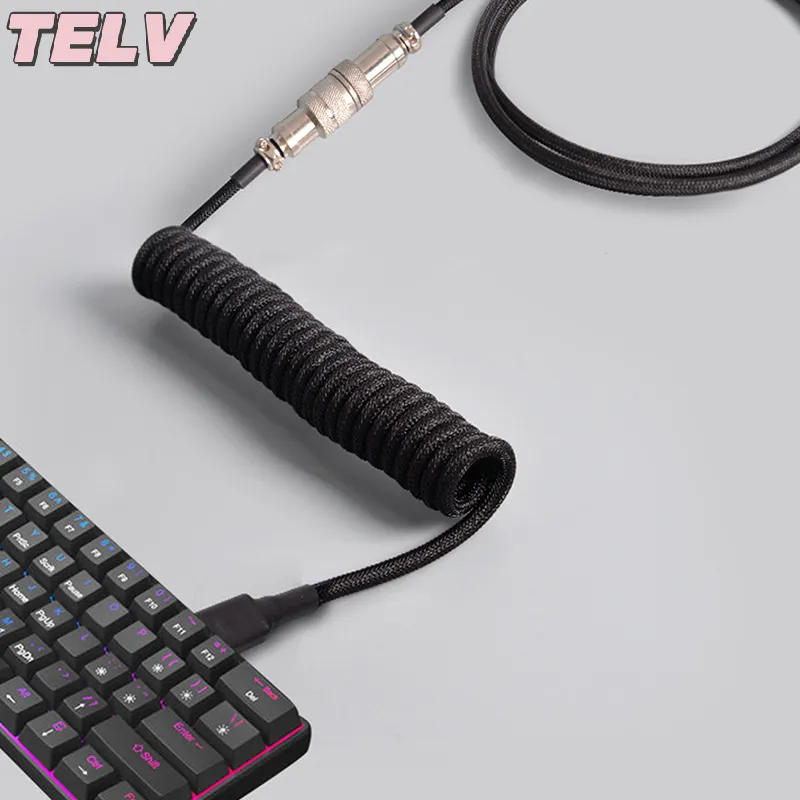 TELV Type-C USB Keyboard TypeC USB Cable Mechanical Keyboard Coiled ...