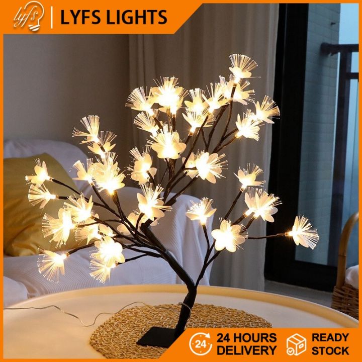 USB Tree Table Light Atmosphere Lights LED Table Lamp Cherry Blossom ...