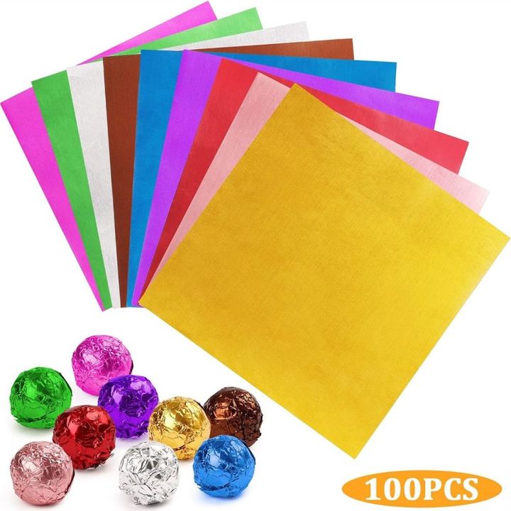 TAN00609 9 Colors Foil Candy Wrappers 10x10cm Square Candy Wrapping ...