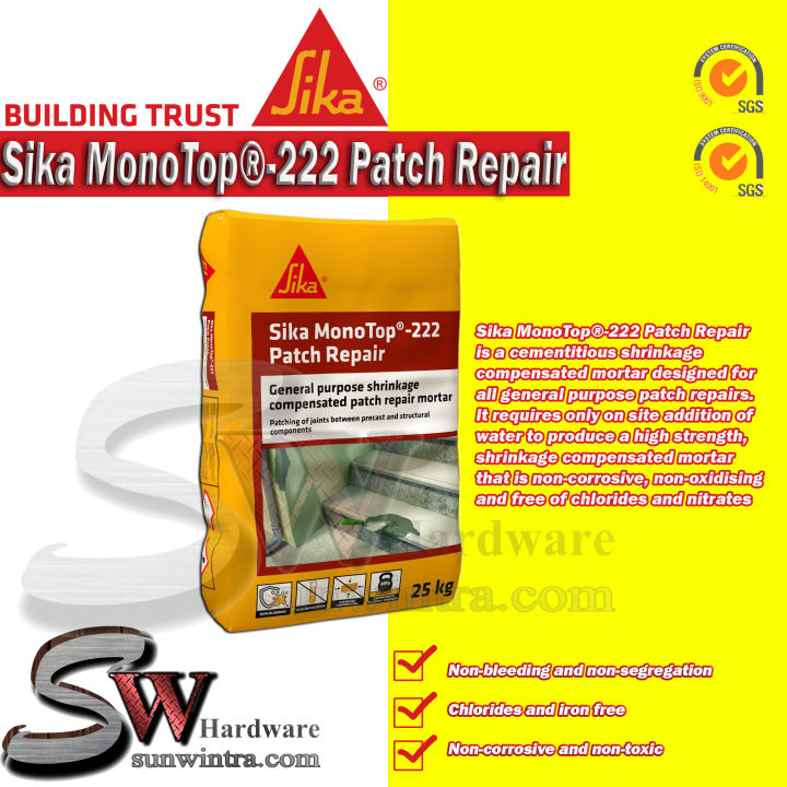 SIKA Sika MonoTop-222 Patch Repair #25KG (GREY) | Lazada