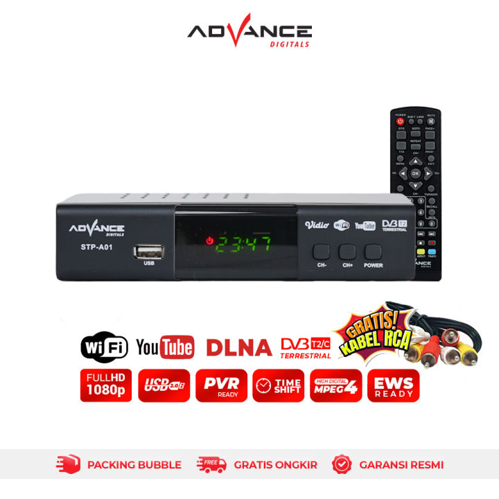 Advance STP-A01 Set Top Box TV Digital Receiver Penerima Siaran HD STB DVB-T2 Support Wifi ...