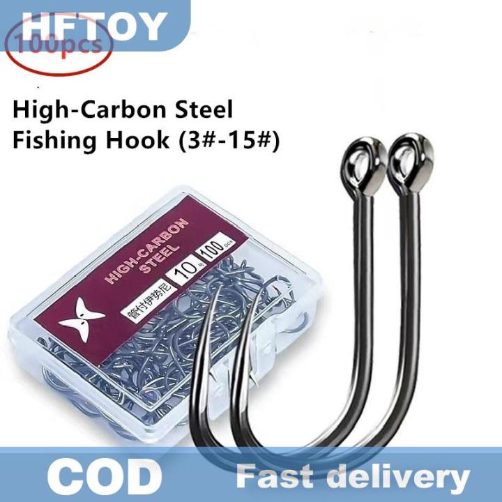 HFTOY 1 Box High Carbon Steel Circle Fishing Hooks Freshwater Fishhook ...