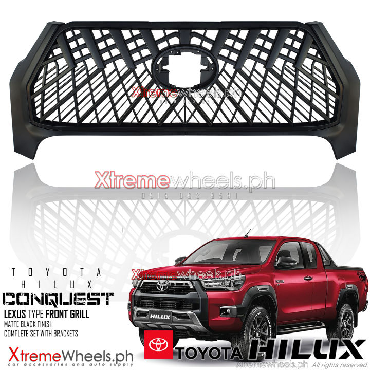 Toyota Hilux Conquest 2021-2025 Lexus Type Matte Black Front Bumper ...
