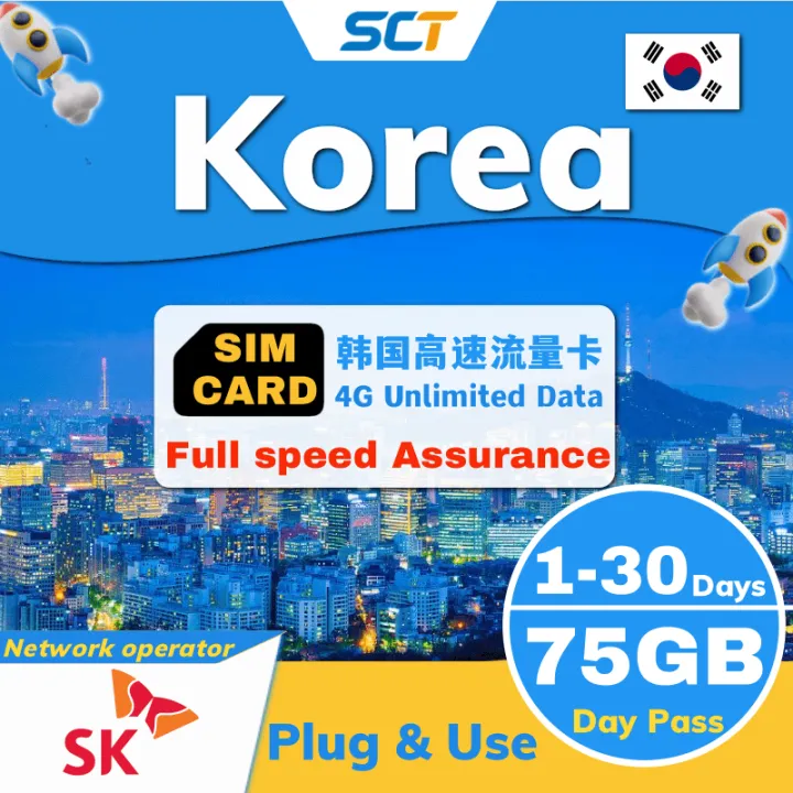 South Korea Travel Sim Card 1~30-days Unlimited Data SK 4G LTE Prepaid Cards 【 Hotspot】【 TOPUP ...