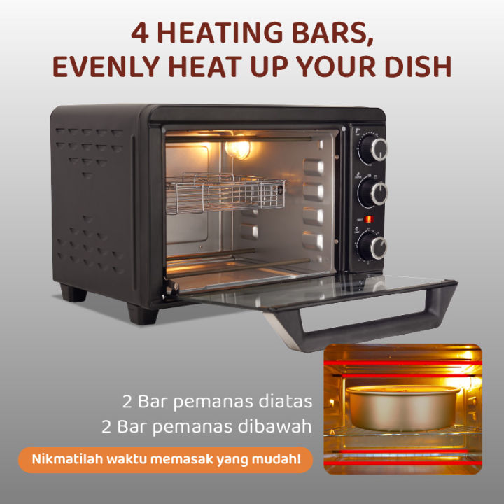 Oven Listrik low watt Kapasitas 20 Liter di lengkapi dengan 4 elemen ...