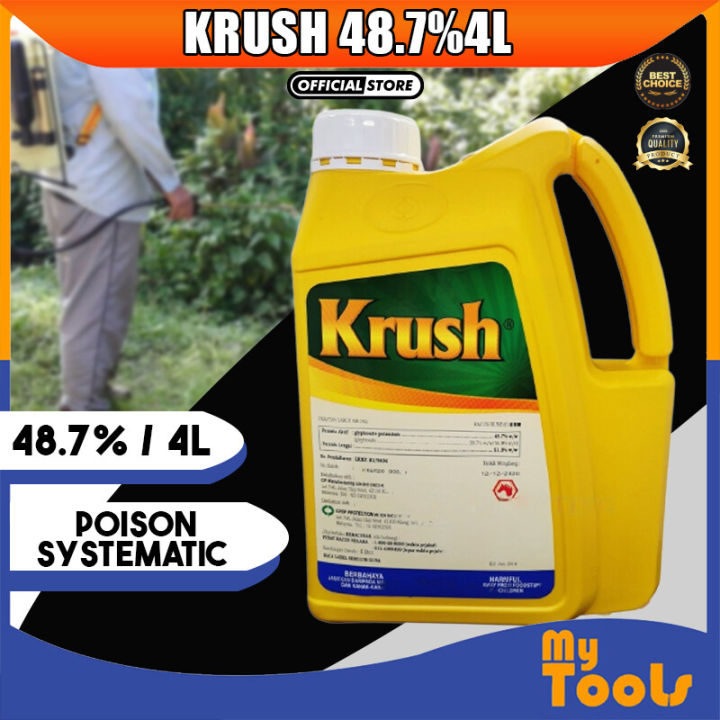 Mytools KRUSH 4 Liter Glyphosate-Potassium 48.7% Herbicide Racun Rumpai ...
