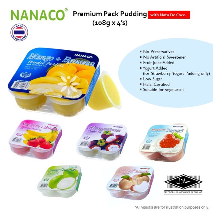 [Thailand] Halal NANACO Premium Pudding with Nata De Coco (108g x 4's ...