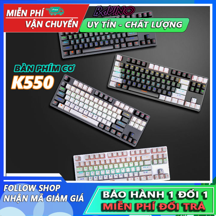 Bàn phím cơ blueswitch K550 LED RGB, tuổi thọ phím 10 triệu lần nhấn ...