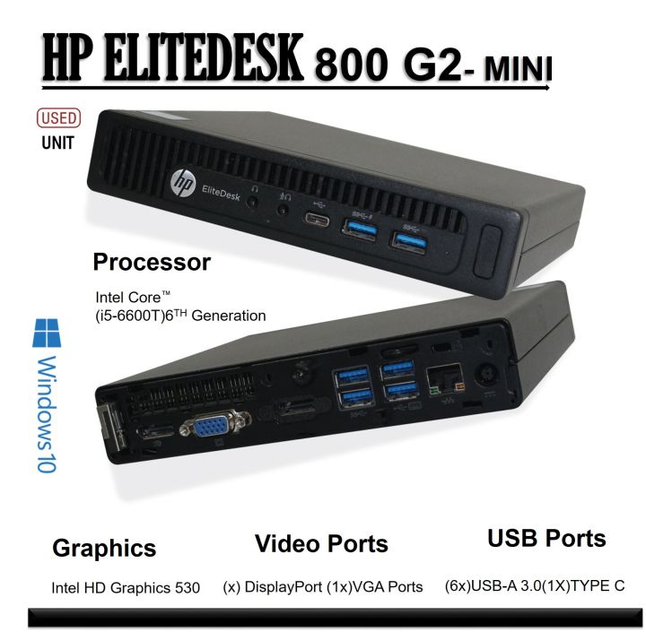 HP EliteDesk 800 G2 Mini, 6th Gen Core i5 (6600T)Quad Core Processor ...