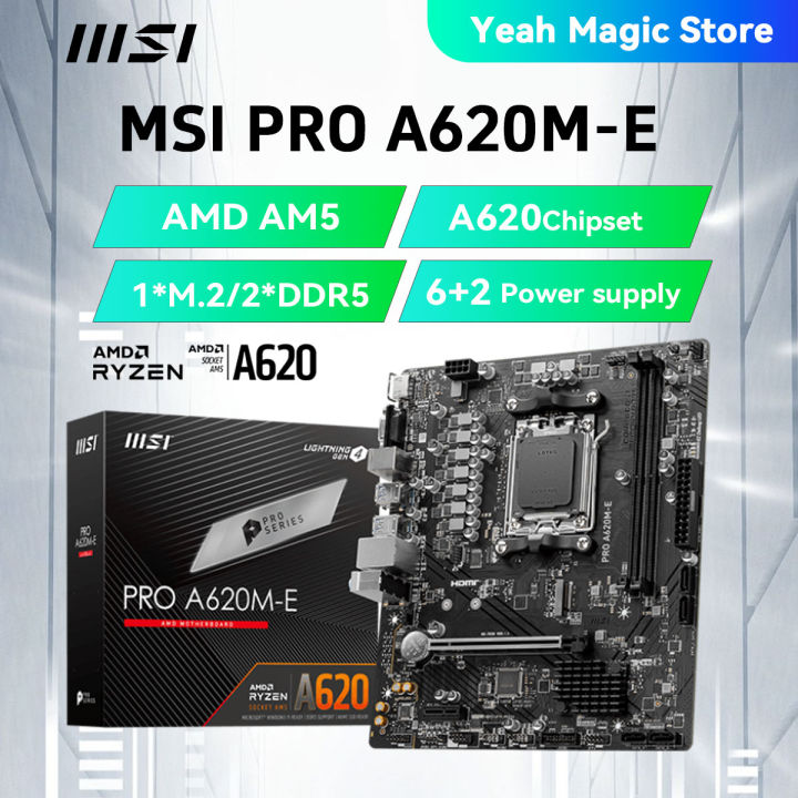 MSI PRO A620M-E New Micro-ATX AMD A620 DDR5 6400+(OC) MHz M.2 PCIe 4.0 ...