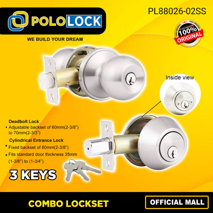 Pololock Combo Lockset Stainless Steel Doorknob And Double Deadbolt ...