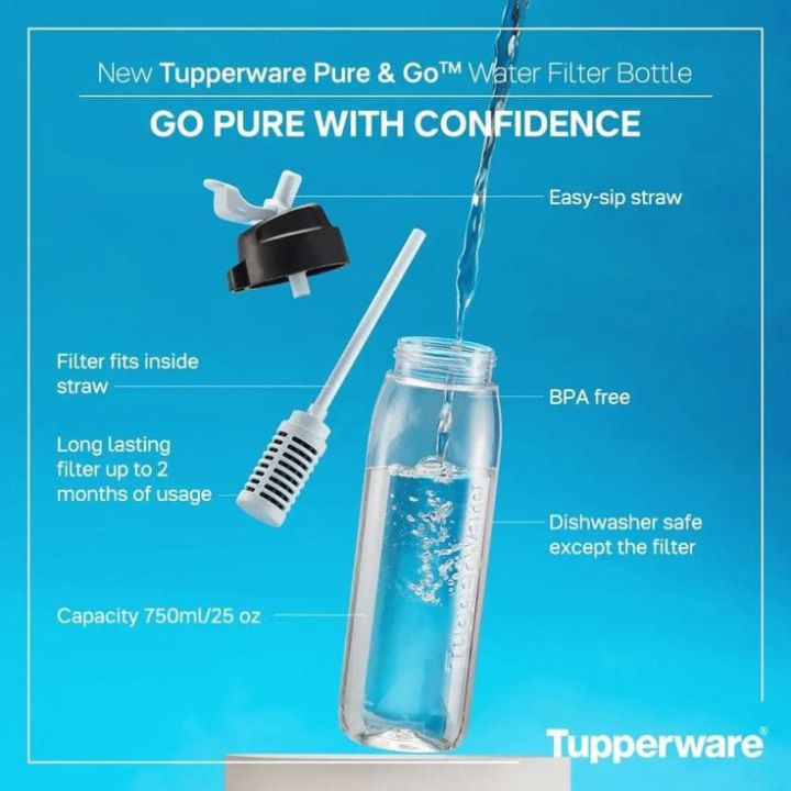 TUPPERWARE PURE&GO WATER FILTER BOTTLE - This bottle is 100% Leakproof ...
