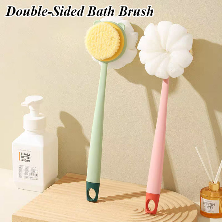 Long Handle Soft Hair Double-sided Bath Brush 2-in-1 Back Scrub Multi ...