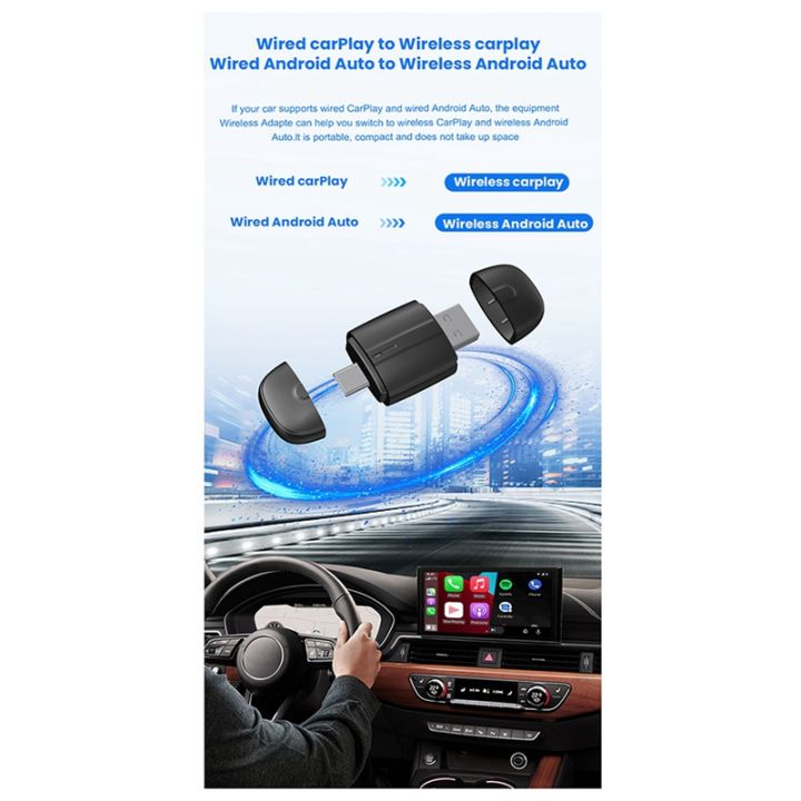 【EHU】-Wireless CarPlay Android Auto Adapter 5Ghz WiFi Type-C/USB Plug ...
