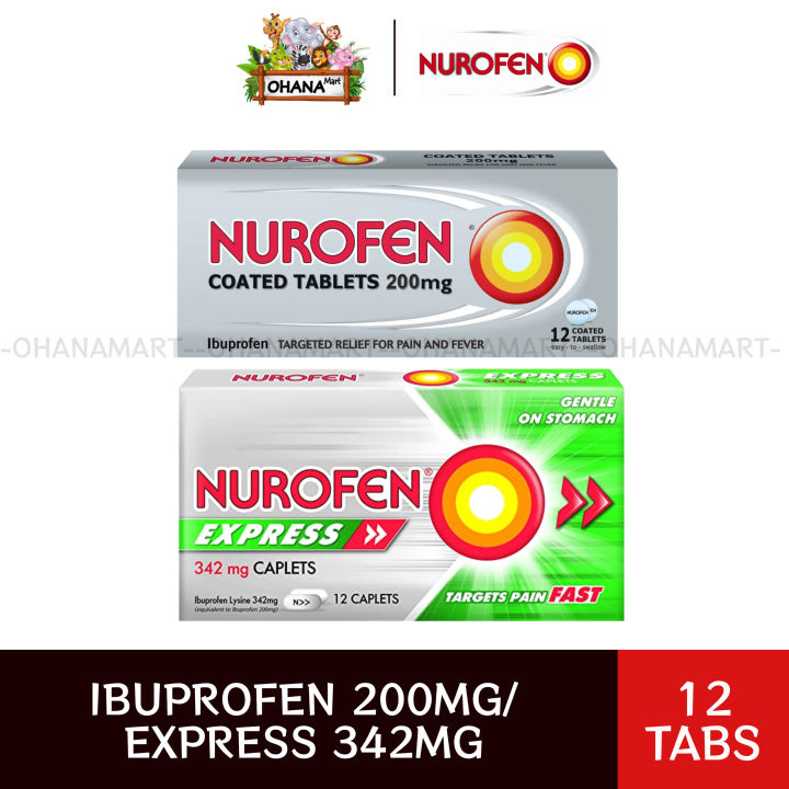 NUROFEN 12 Coated Tablets 200mg Ibuprofen / NUROFEN Express 342mg ...