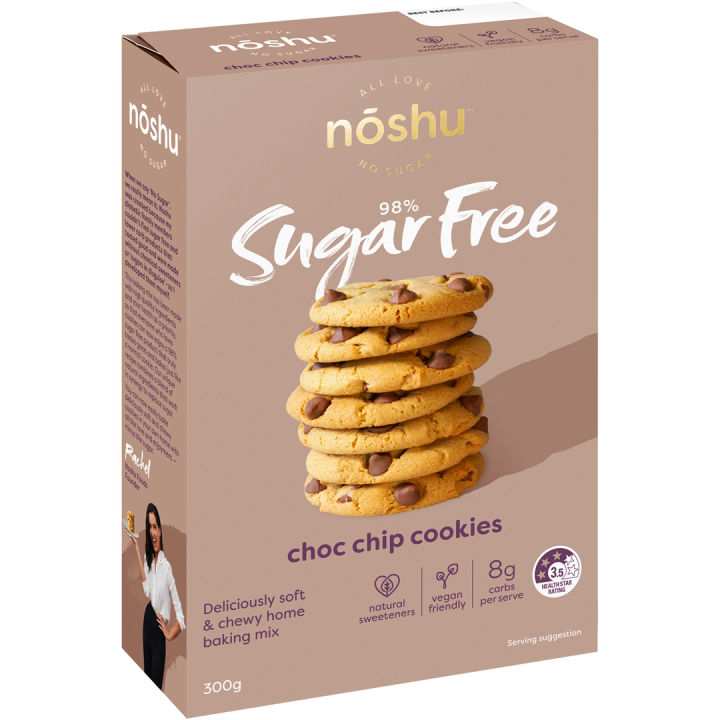 Noshu 98% Sugar Free Cookies Premix 300g Choc Chip | Lazada
