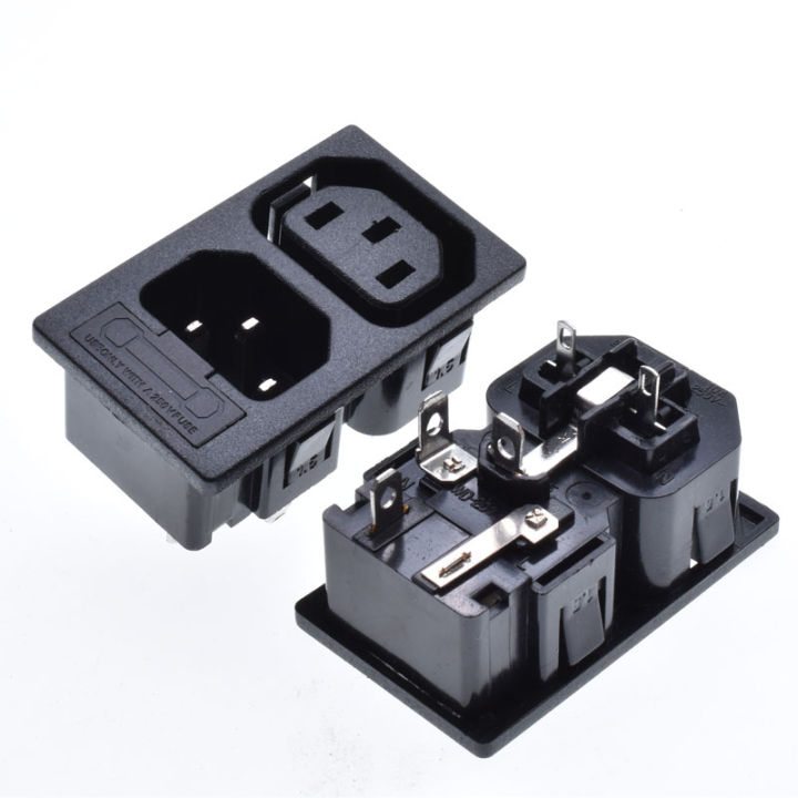 IEC 320 C13 C14 Male Female Connector Fuse Inlet Power Socket 2 Gang ...