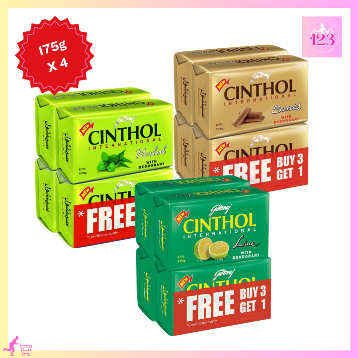 CINTHOL Bar Soap Jumbo 175g x 4 Original from Dubai Available in Lime ...