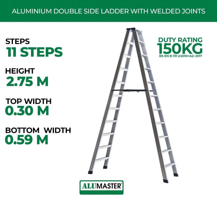 READY STOCK Alumaster Heavy Duty Aluminium Welded Ladder (11 Steps ...