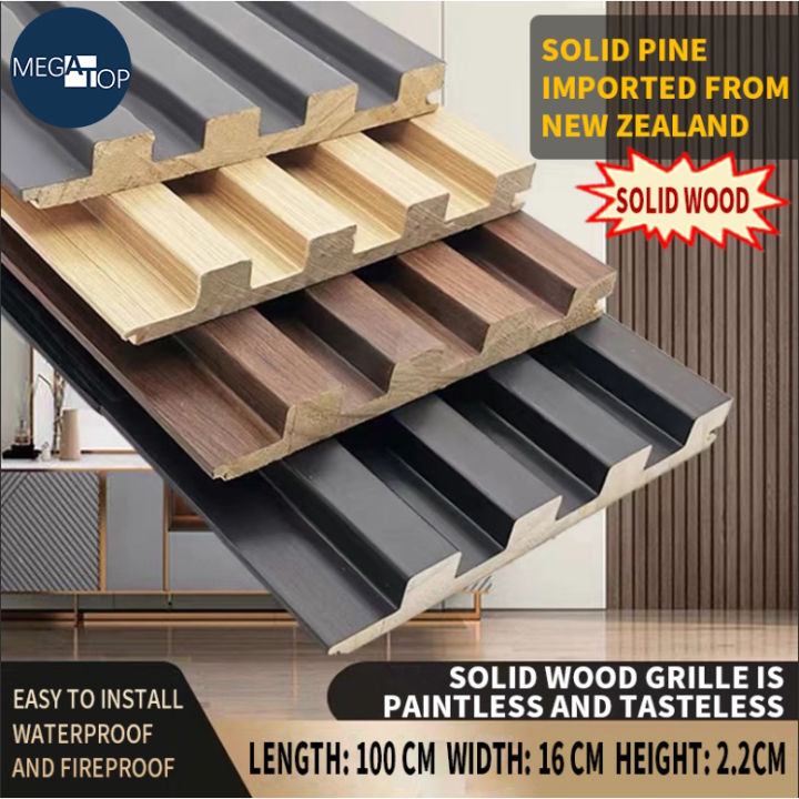 MEGATOP Solid Wood Wallpaper Sticker Waterproof Grille Design Board TV ...