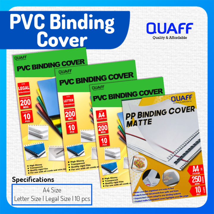 (10pcs per pack) Quaff 200 micron PVC Binding Cover A4 | Short | Long ...