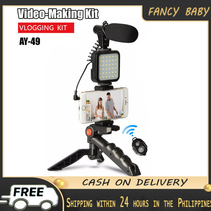 Phone Vlog Video Kit with Table Tripod Phone Holder with Cold Shoe ...