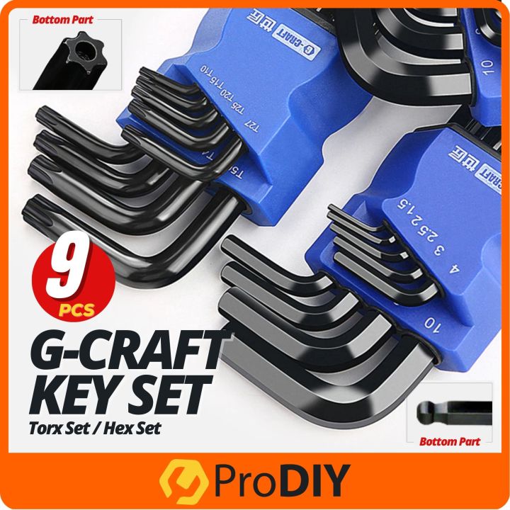 9PCS G-CRAFT Torx Key Set Hex Key Set Ball Key T10-T50 Ball Point Allen ...