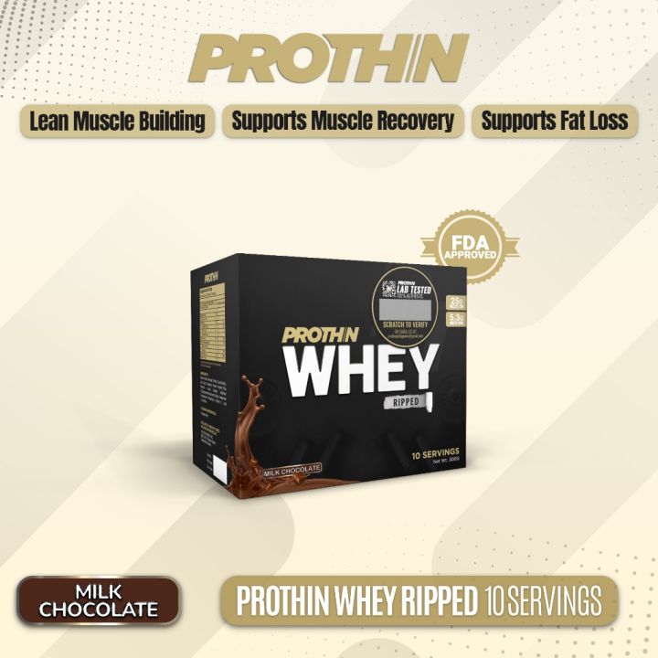 Prothin Whey Ripped Powder 10 Servings (Milk Chocolate) MusclePower ...